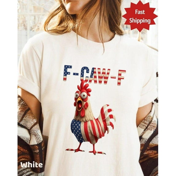 F-CAW-F American Rooster Graphic Tee USA Flag Chicken Artwork Patriotic ...