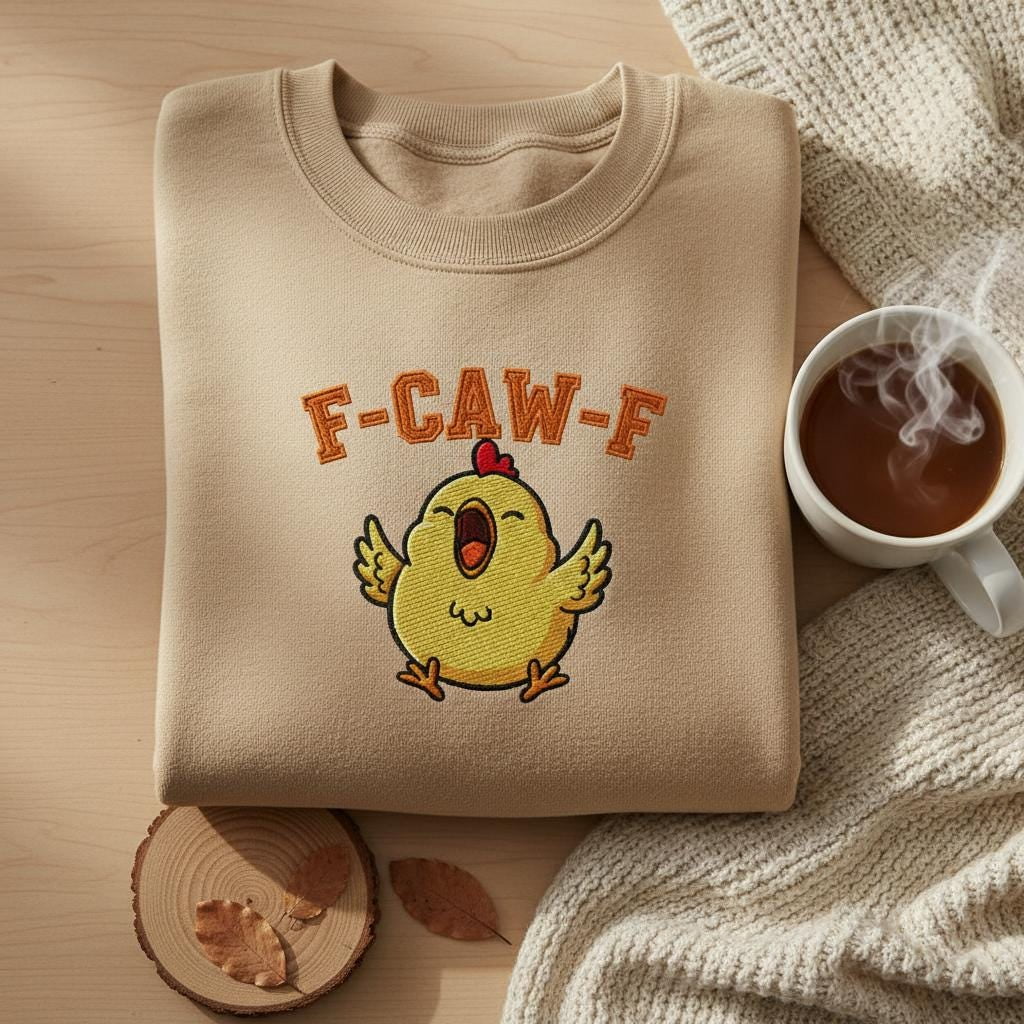 F-CAW-F Embroidered Sweatshirt, Funny Chicken Meme Sweater, Cute ...