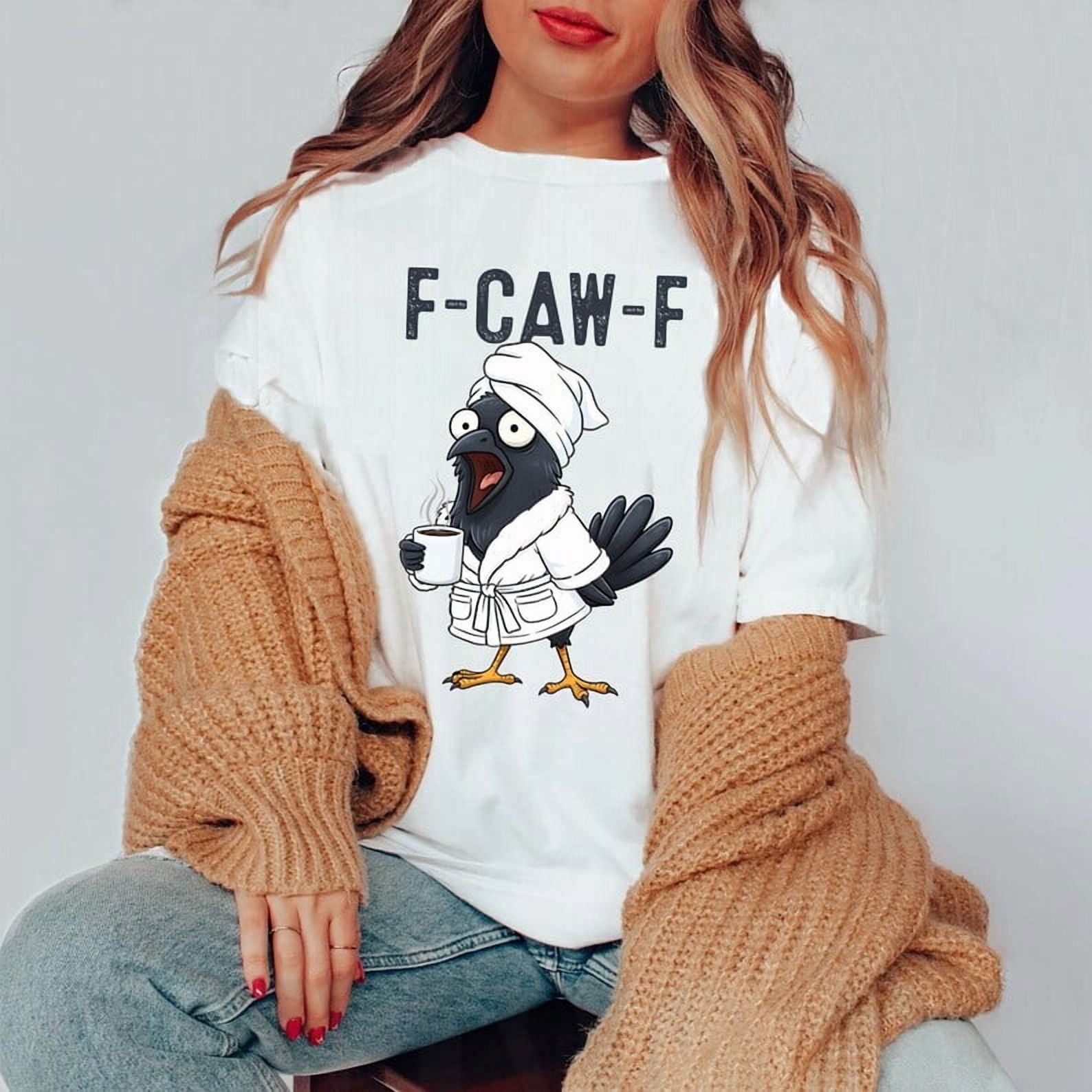 F-Caw-F Rooster Graphic Tee, Shocked Chicken Cartoon Shirt, Farm Animal ...