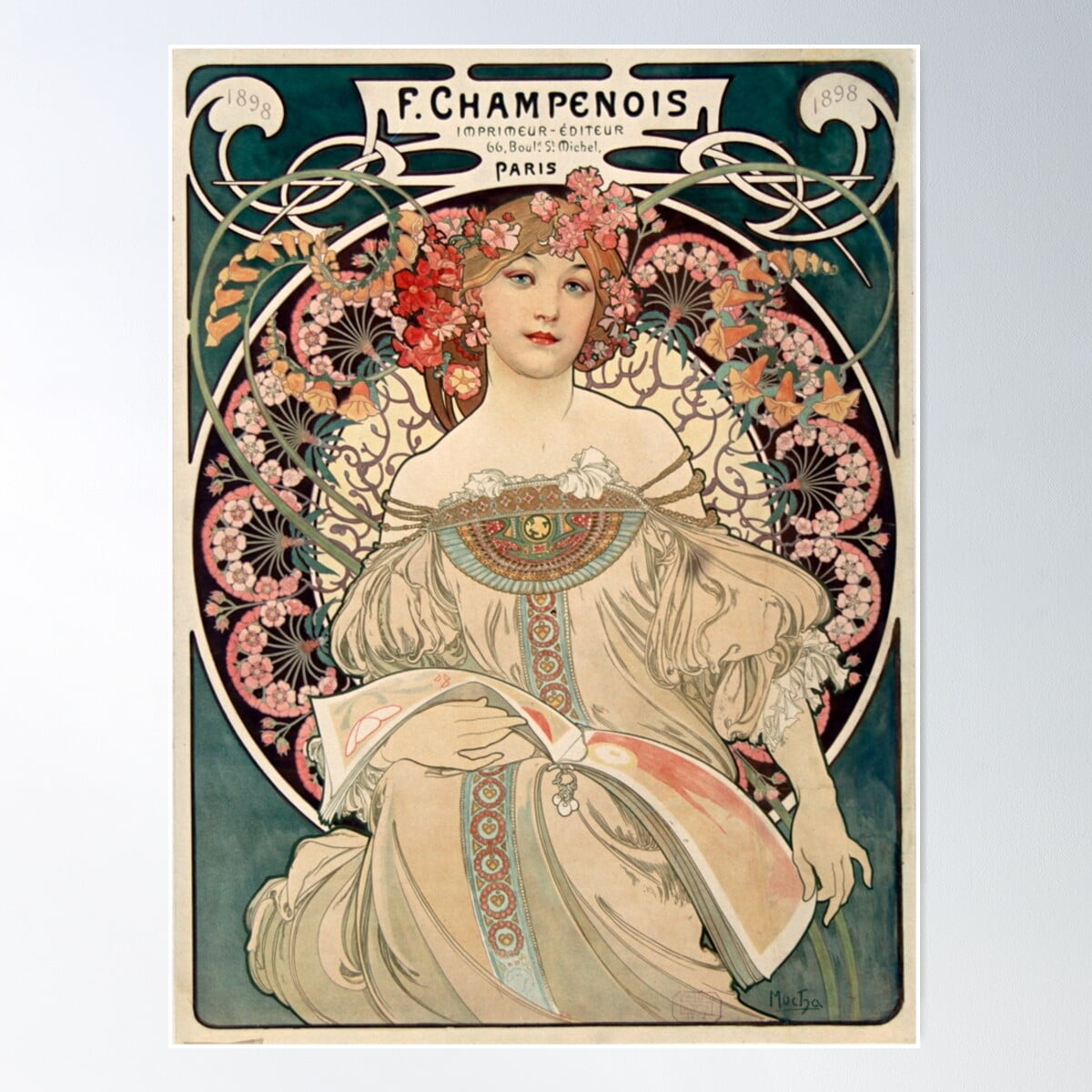 F. Champenois Imprimeur-Editeur, By Alphonse Mucha. Lithography Poster ...