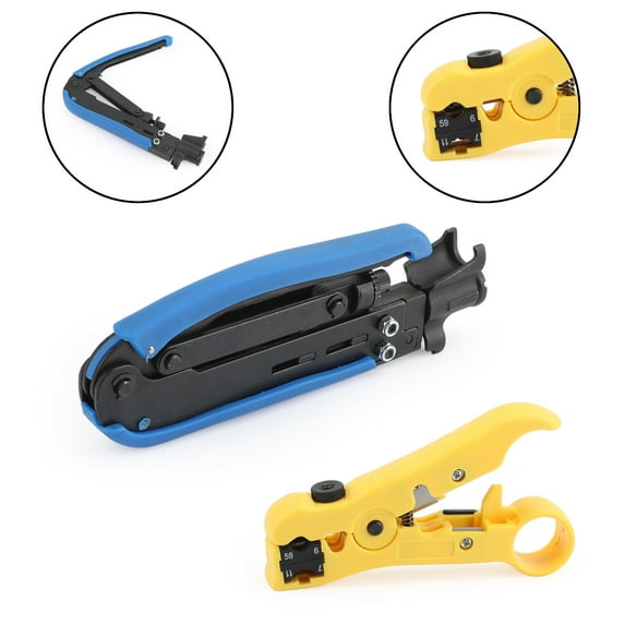 F Compression Tool RG59 RG6 RG11 Connector + Cable Coax Coaxial Crimper ...
