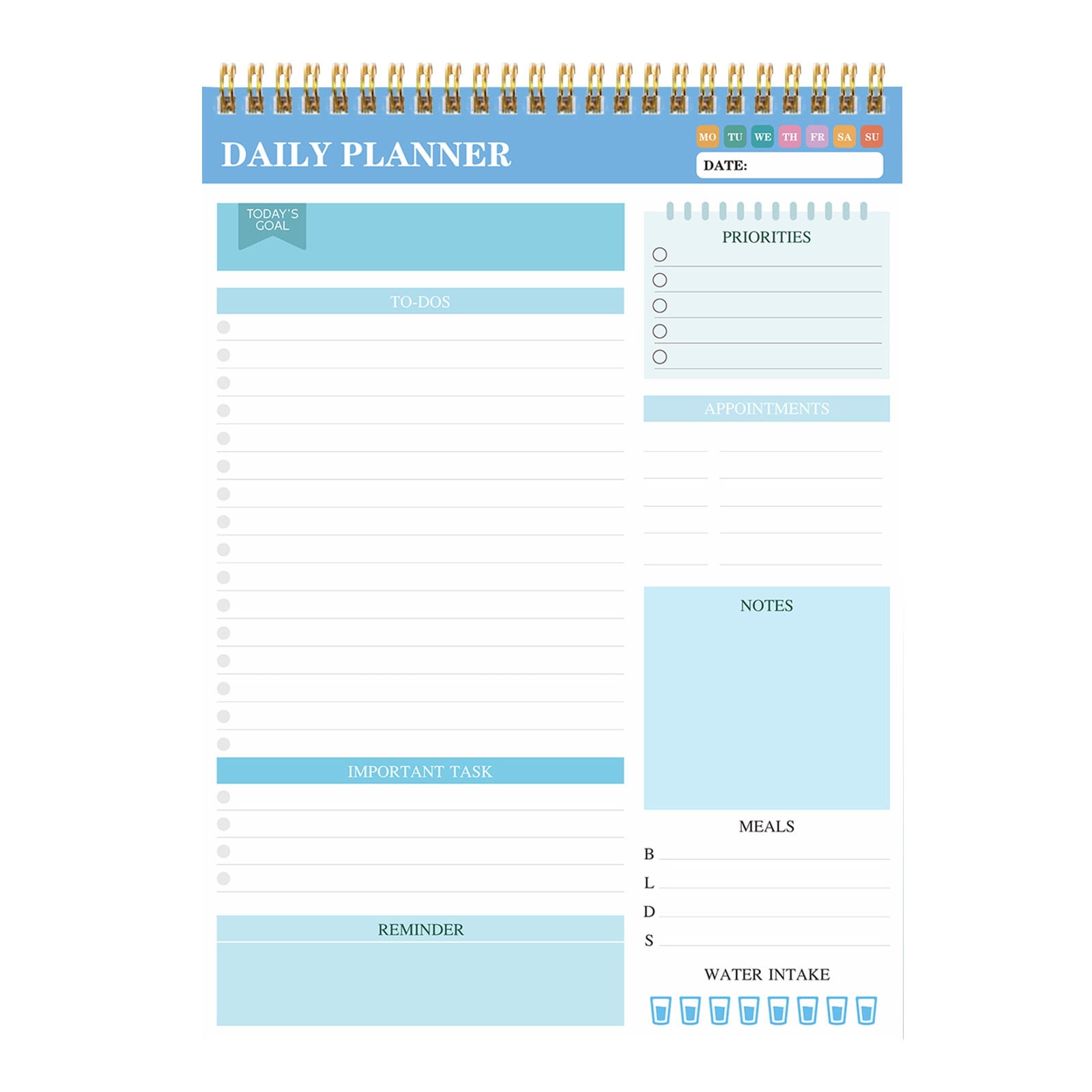 F Daily To-Do Notepad Undated Task Planner Notebook With Spiral Binding ...