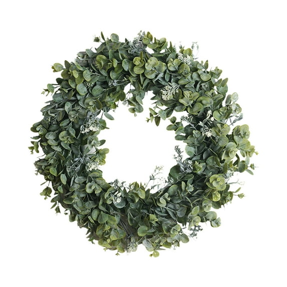F Eucalyptus Leaf Wreath In Green Tones Lifelike Artificial Greenery ...