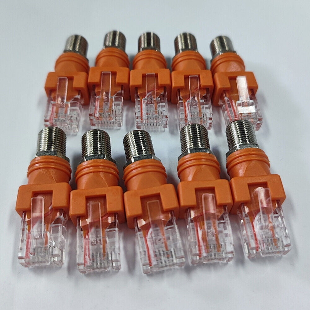 F Female to RJ45 Male Coaxial Coax Barrel Coupler Adapter RJ45 to RF ...