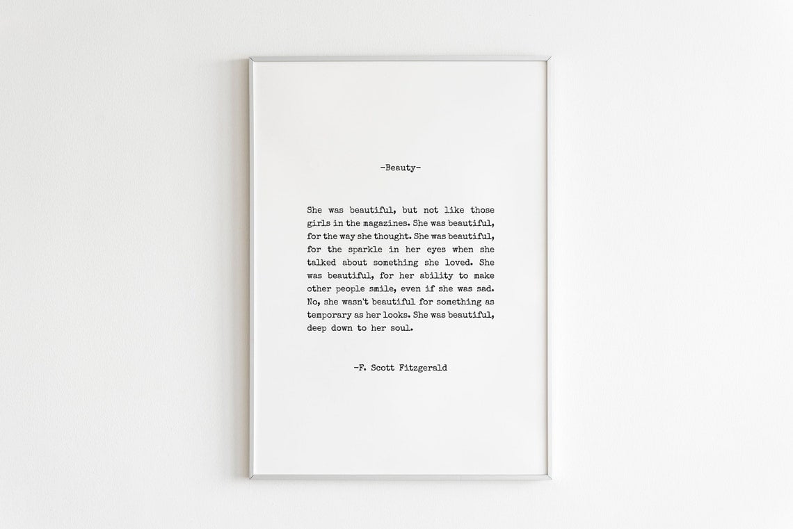 F Scott Fitzgerald Quote,Beauty Quote Print,The Love Letters Of F Scott ...