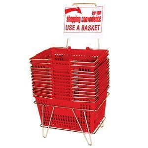F Shopping Basket Set - Red - Set of 12 Baskets with Stand and Sign ...