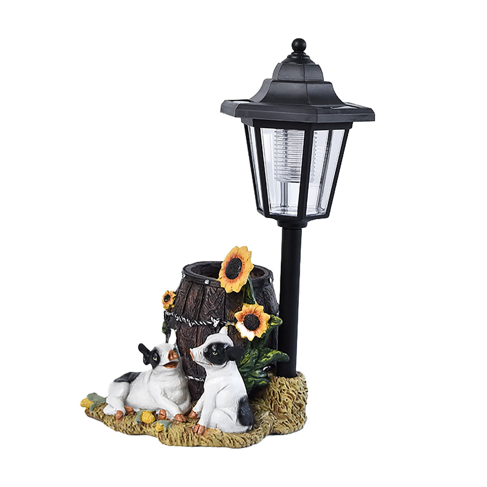 F Solar Outdoor Garden Resin Flower Pot Balcony Decoration Solar Lights ...