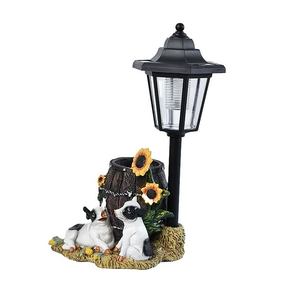 F Solar Outdoor Garden Resin Flower Pot Balcony Decoration Solar Lights ...