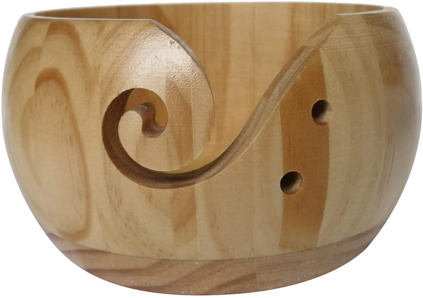 F Wooden Yarn Bowl Portable Knitting Yarn Wool Threads Storage Bowl ...