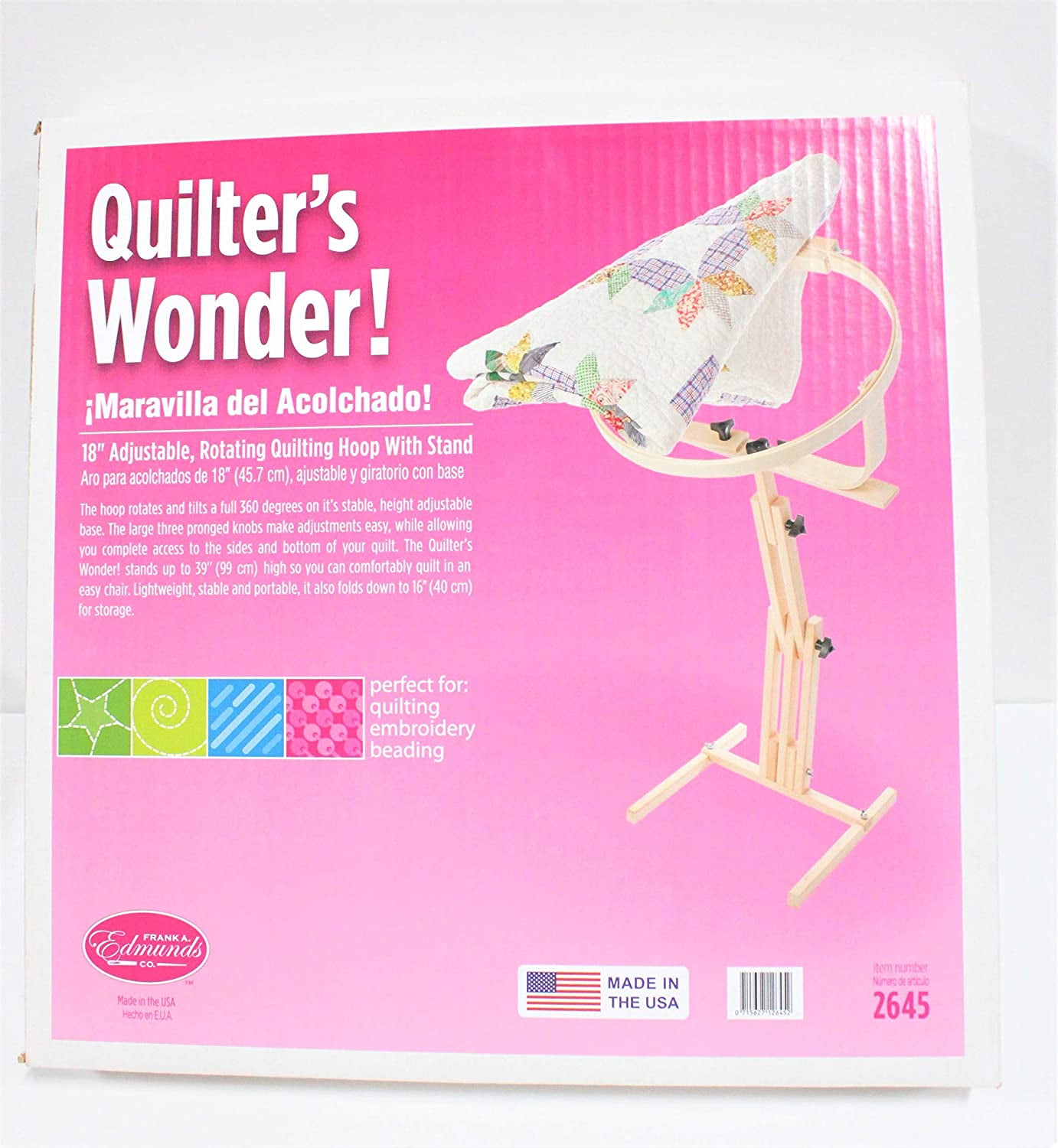 F.a. Edmunds Quilters Wonder Adjustable Quilting Hoop Frame With Stand ...