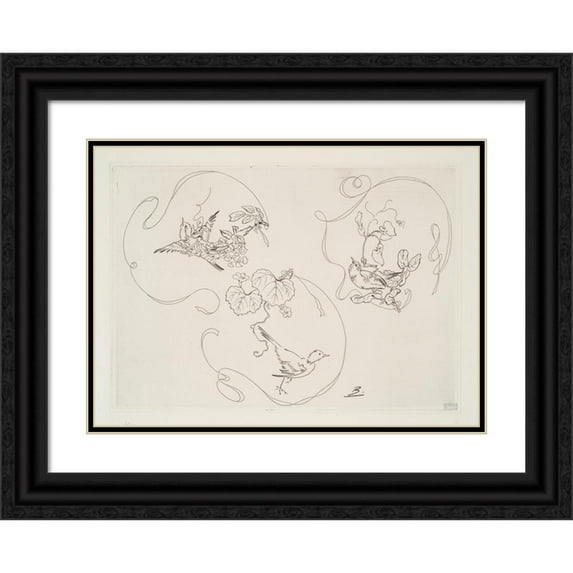 Félix Bracquemond 14x11 Black Ornate Wood Framed Double Matted Museum ...