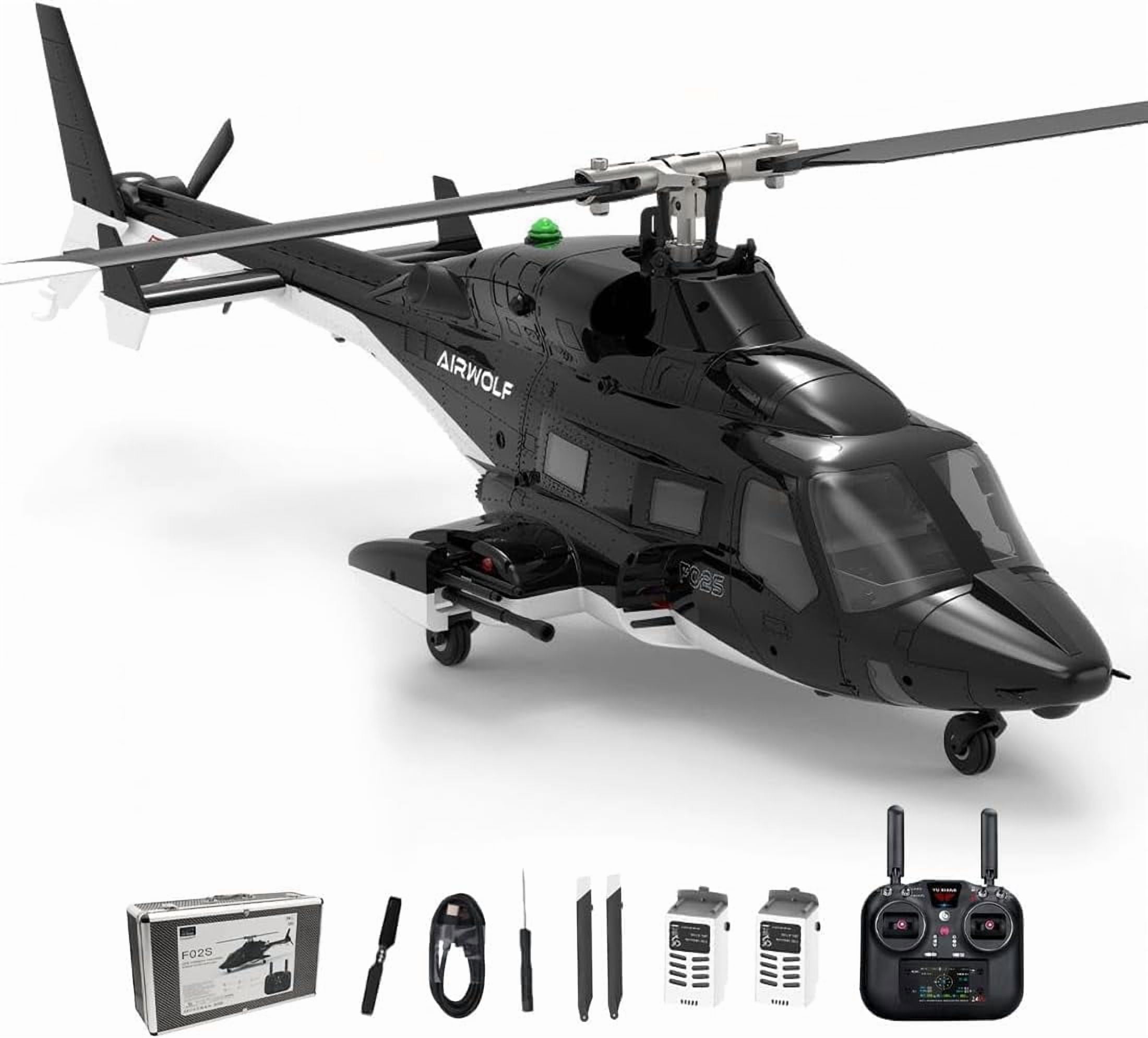 F02S 8CH GPS RC Helicopter for Adults, 1/34 Scale Air-Wolf Replica Dual Brushless Remote Control ...