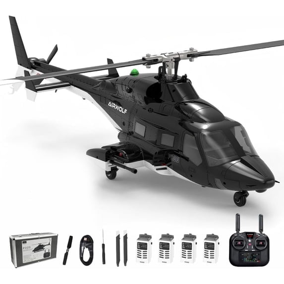 F02S 8CH GPS RC Helicopter for Adults, 1/34 Scale Air-Wolf Replica Dual ...