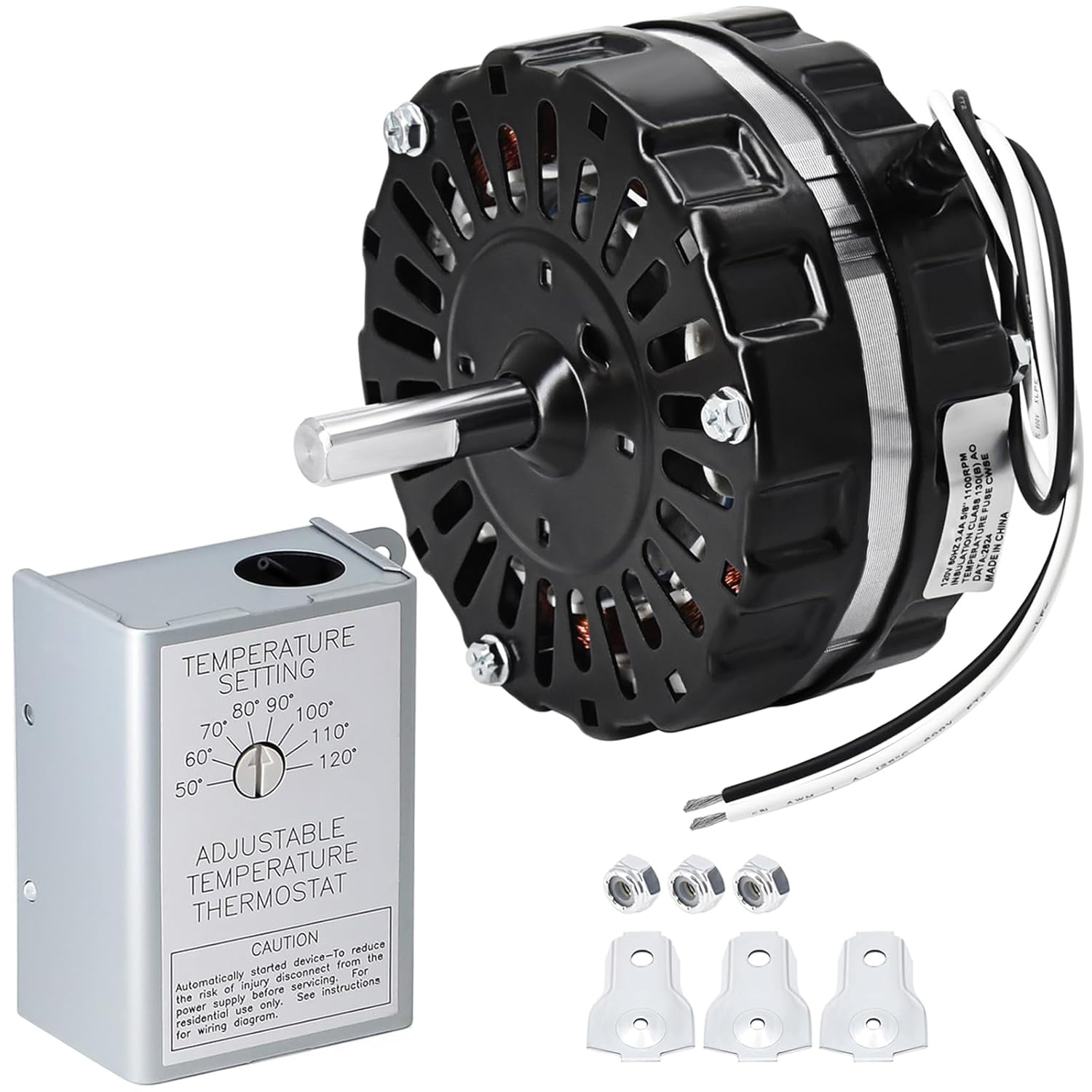 F0510B2944 Attic Fan Motor with 120V Adjustable Thermostat Switch for ...