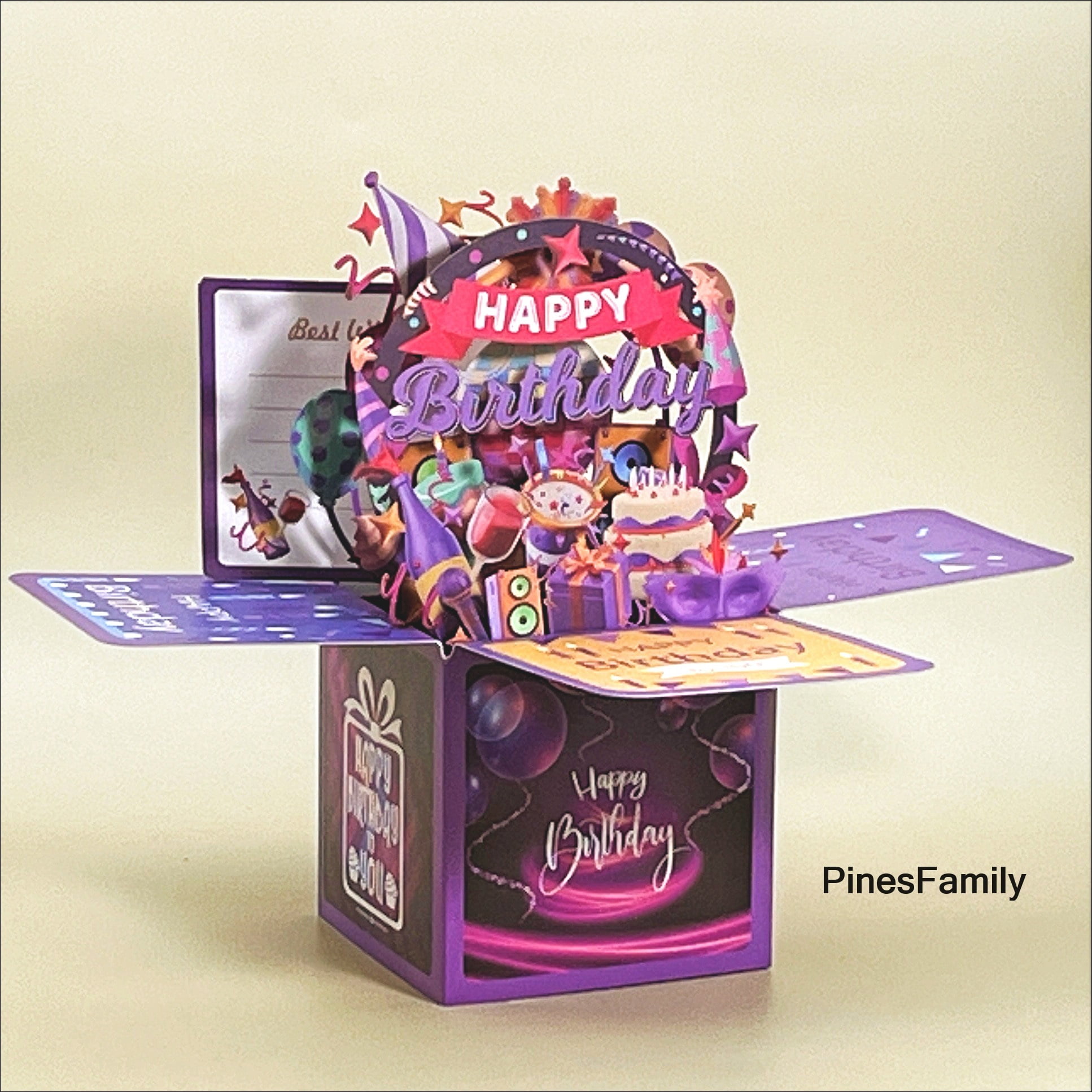 F07-Magical 3D Pop-Up Happy Birthday Card - Surprise Box Design ...