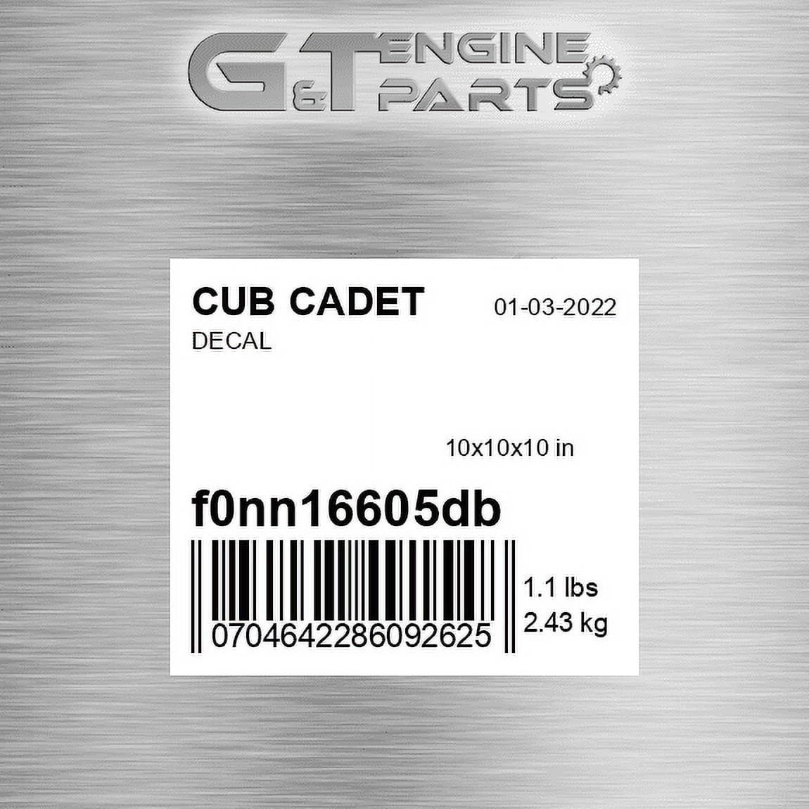 F0NN16605DB DECAL fits CUB CADET (New OEM) - Walmart.com