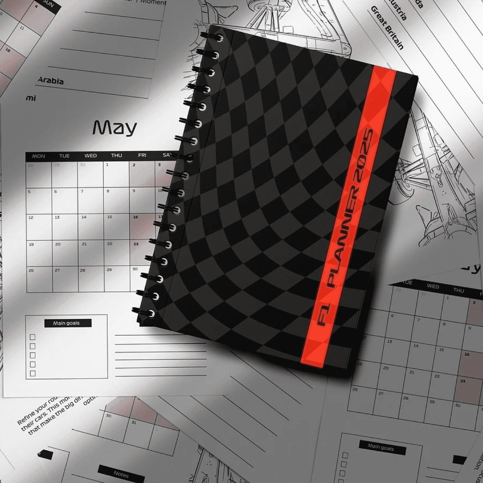 F1 2025 Planner and Calendar, 2025 New Planner with F1 track Design ...