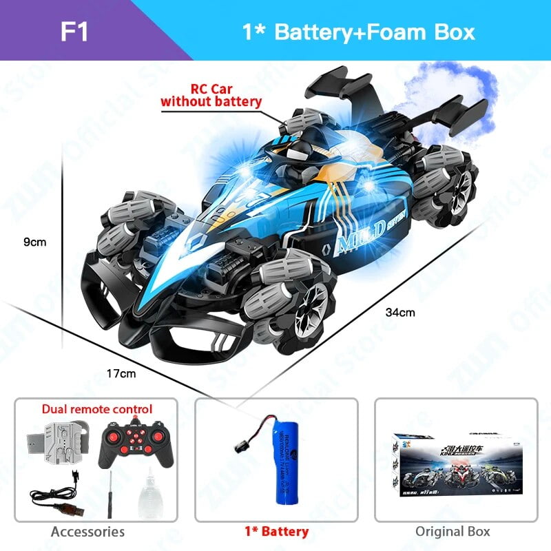 F1 RC Drift Car With Music Led Lights 2.4G Radio Double Remote Control ...