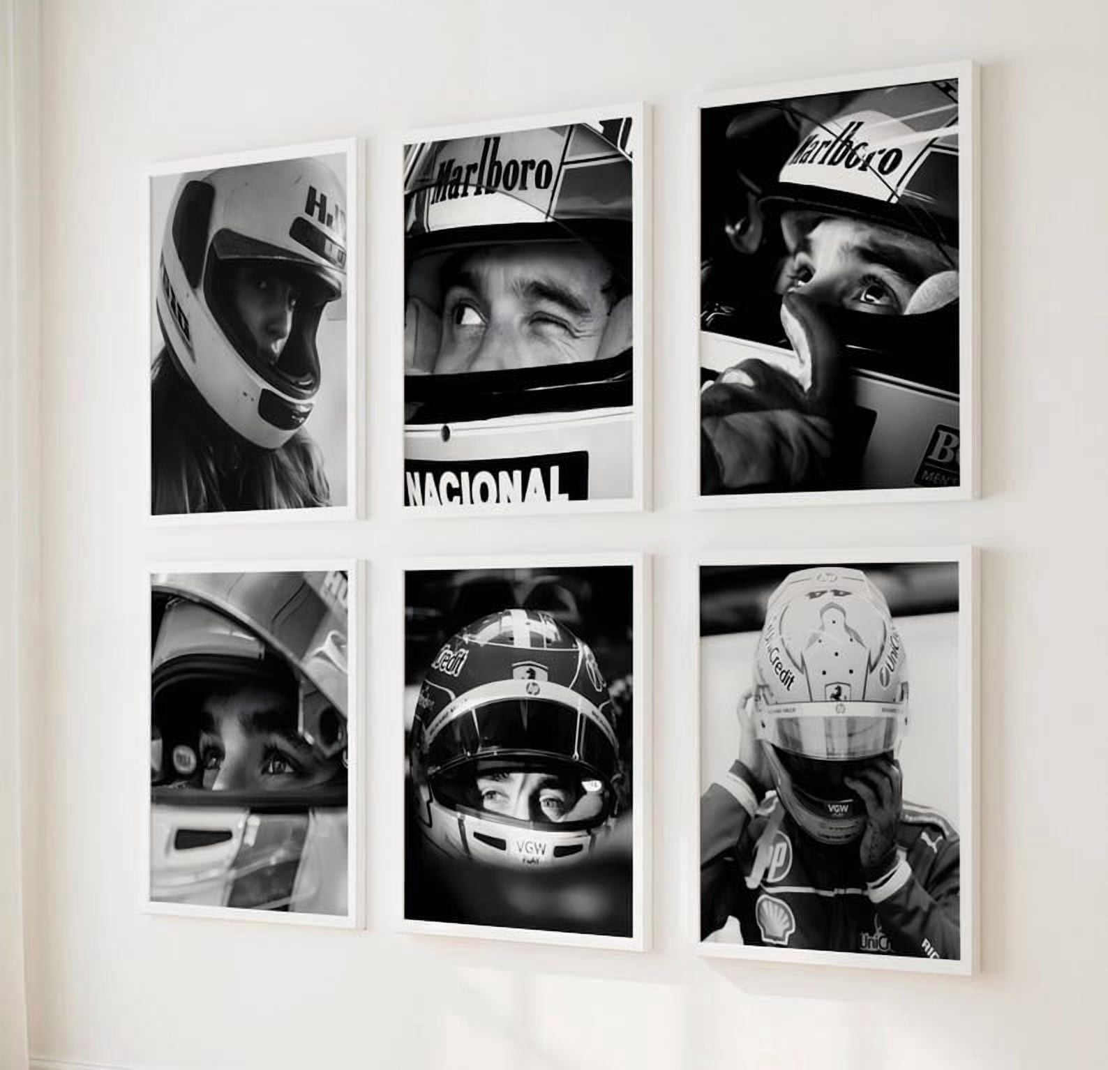 F1 Racing Legend Helmet Portrait Black and White Wall Art Poster 16x24 ...