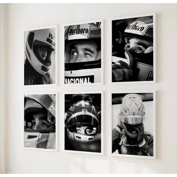 F1 Racing Legend Helmet Portrait Black and White Wall Art Poster 16x24 ...