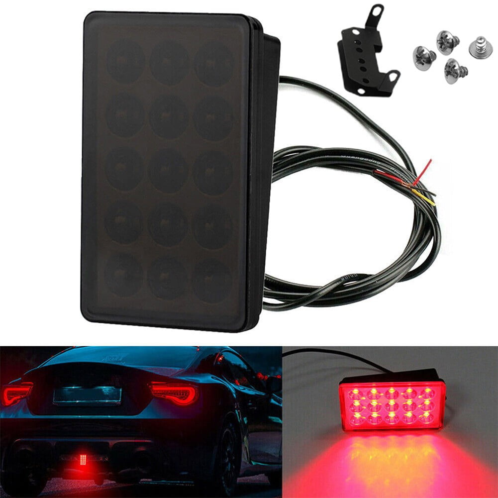 F1 Style 15 LED Rear 3rd Third Strobe Flashing Tail Brake Stop Light Universal LED Lights ...