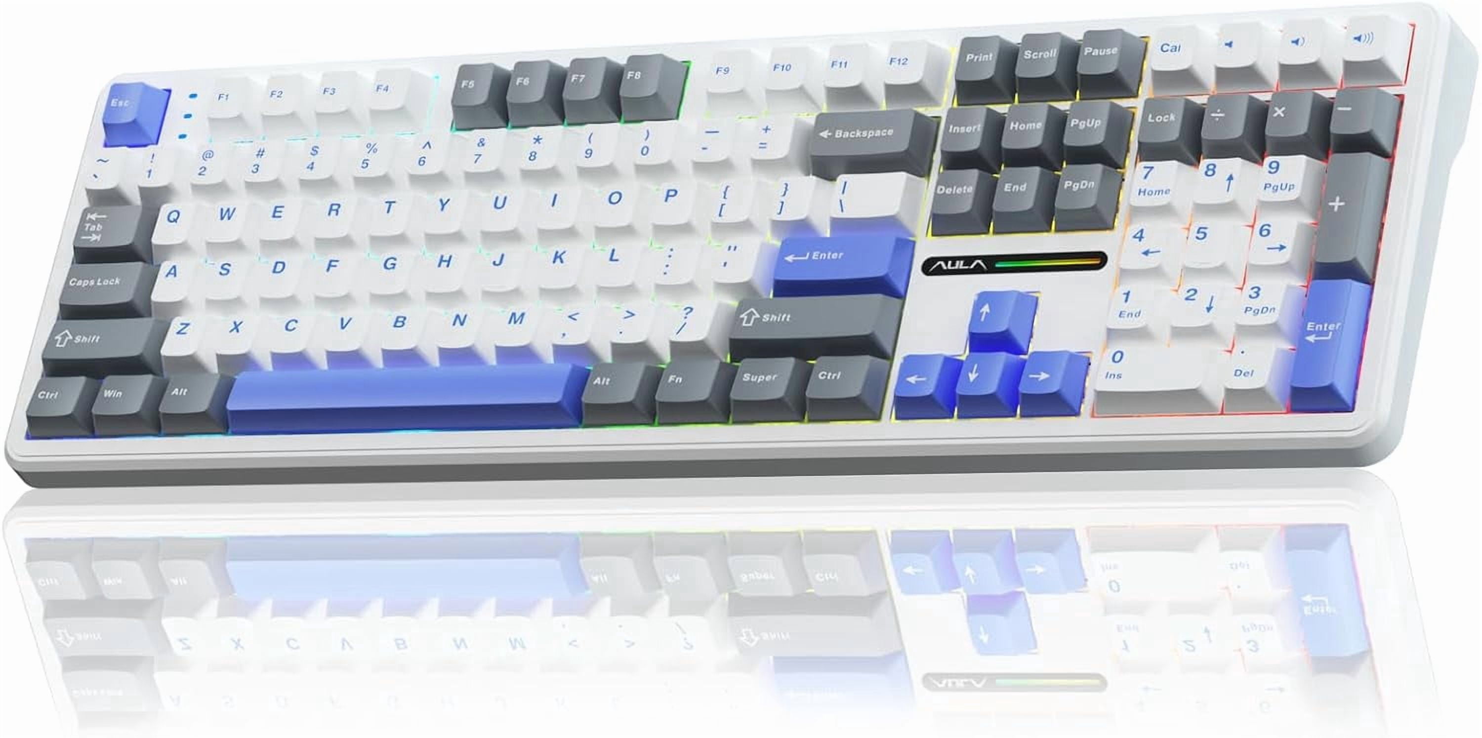 F108 Mechanical Keyboard, BT5.0/-C/2.4GHz Hot Swappable Custom Gaming ...