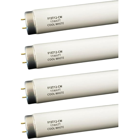 F15T12-CW Cool White 15 Watt Fluorescent Light Bulbs 4100K Lamp, T12 ...