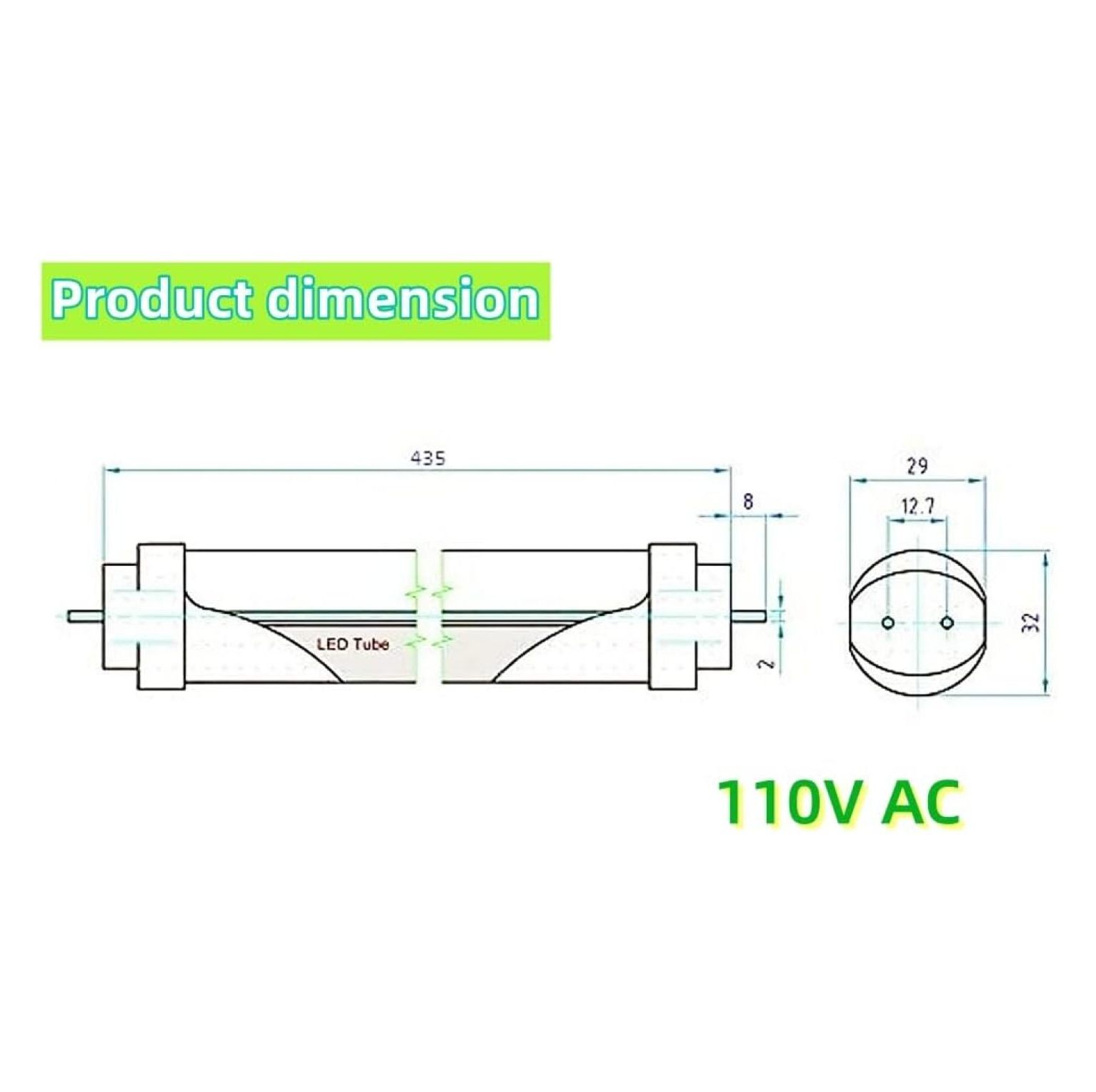 F15T8 4000K LED Tube T8 110V 18inch/18 Length 7W 4000K Natural White T8 LED Replacement Tube ...
