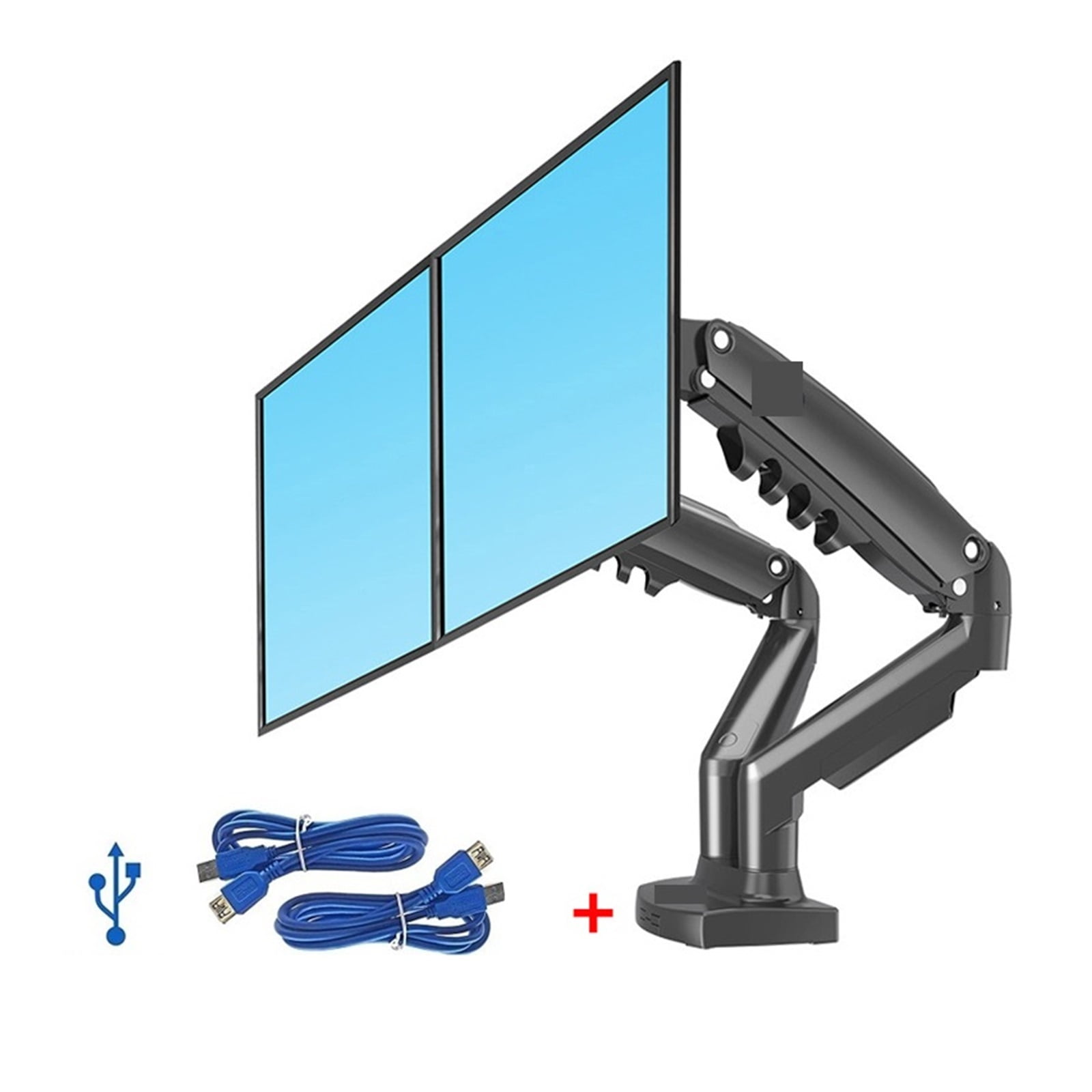 F160 Gas Spring Desktop 17"-27" Dual Monitor Holder Arm With 2 USB3.0 ...