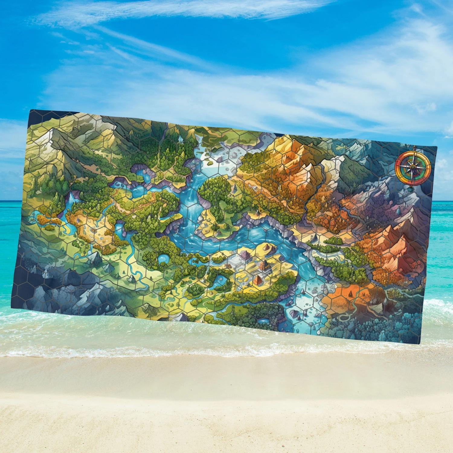 F1antasy Map Beach Towel – Hex Grid D1ND RPG Pool & Ocean Towel ...