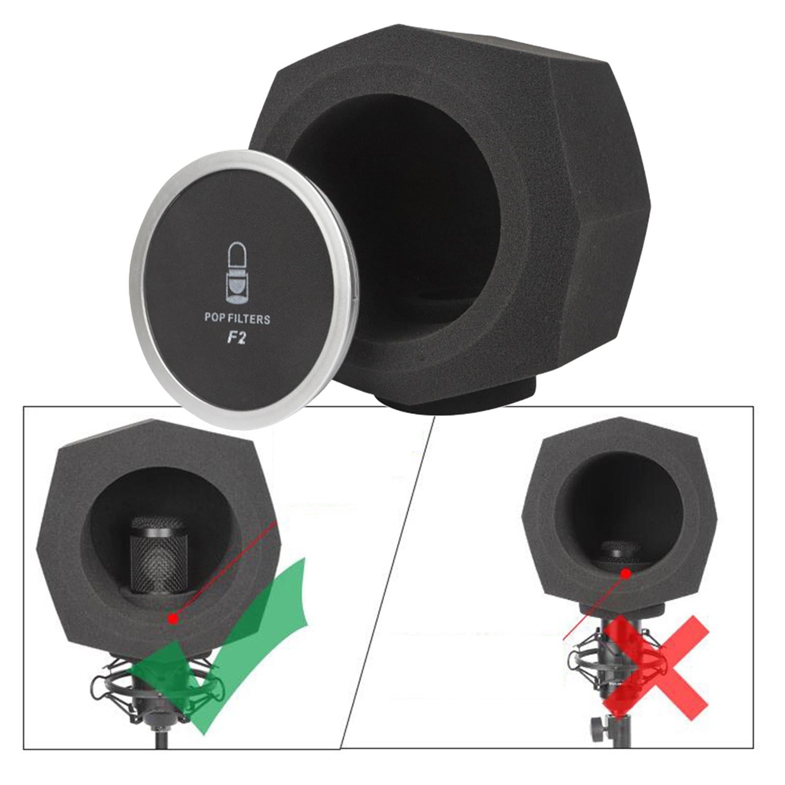 F2 Microphone Screen Acoustic Sponge Portable Filter Vocal Soundproof ...