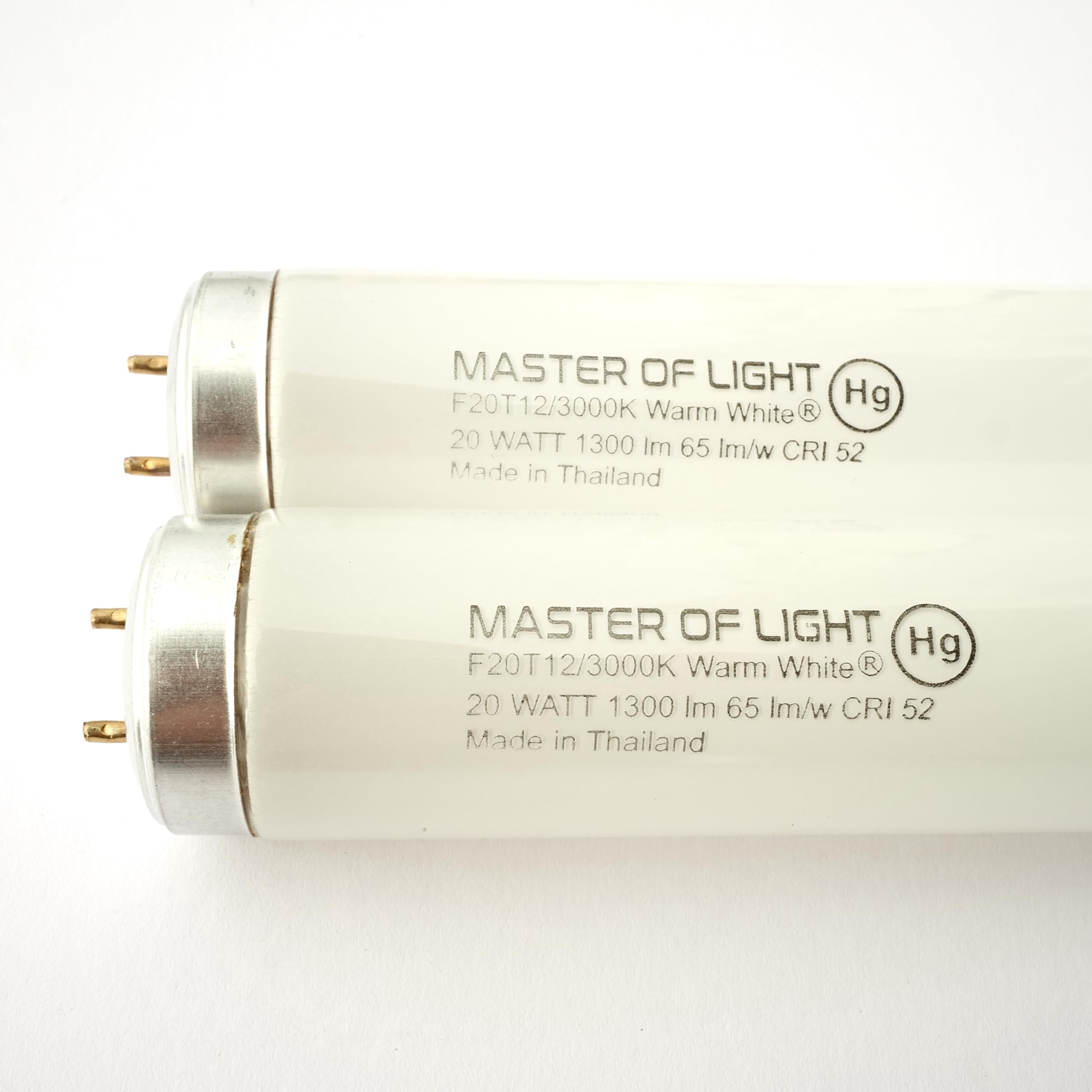 MASTER OF LIGHT F20T12 Fluorescent Tube Light Bulbs, 20W, 1300 Lumens ...