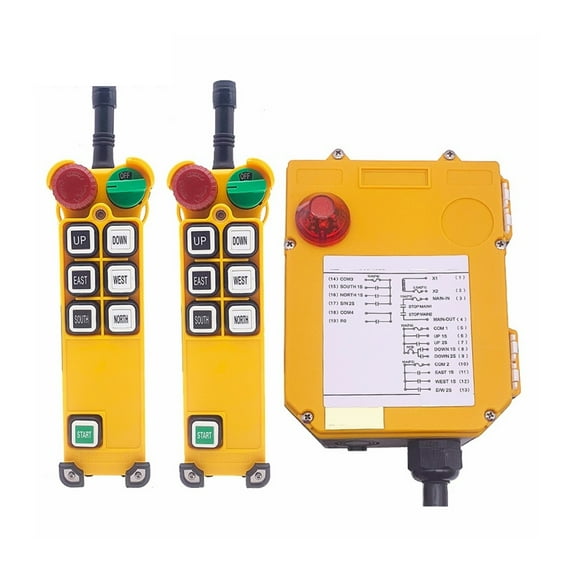 F24-6D 6 Buttons Industrial Wireless Radio Crane Remote Control Double Speed Switches Hoist ...