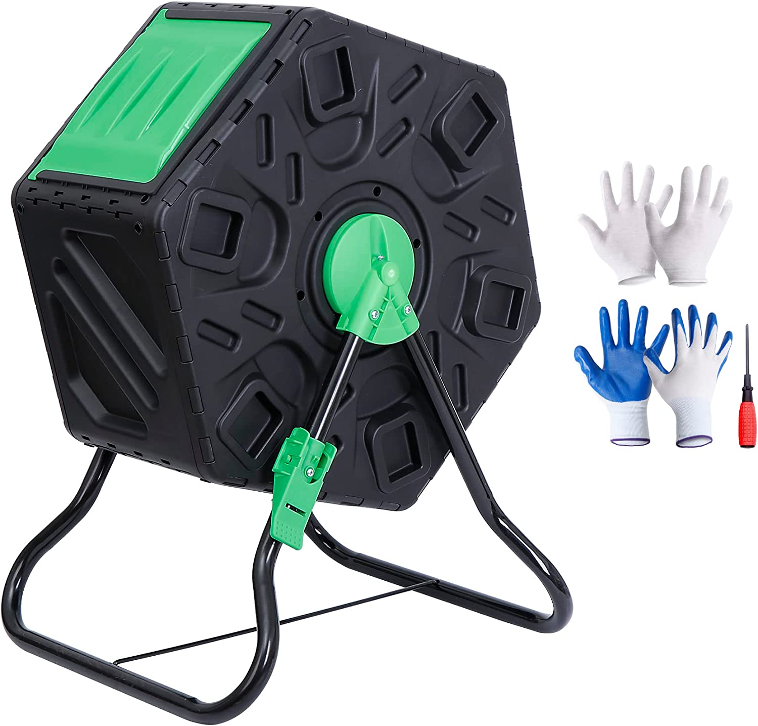 F2C 18.5 Gallon Compost Tumbler Compost Bin All-Season Outdoor BPA Free Single Rotating Chamber ...