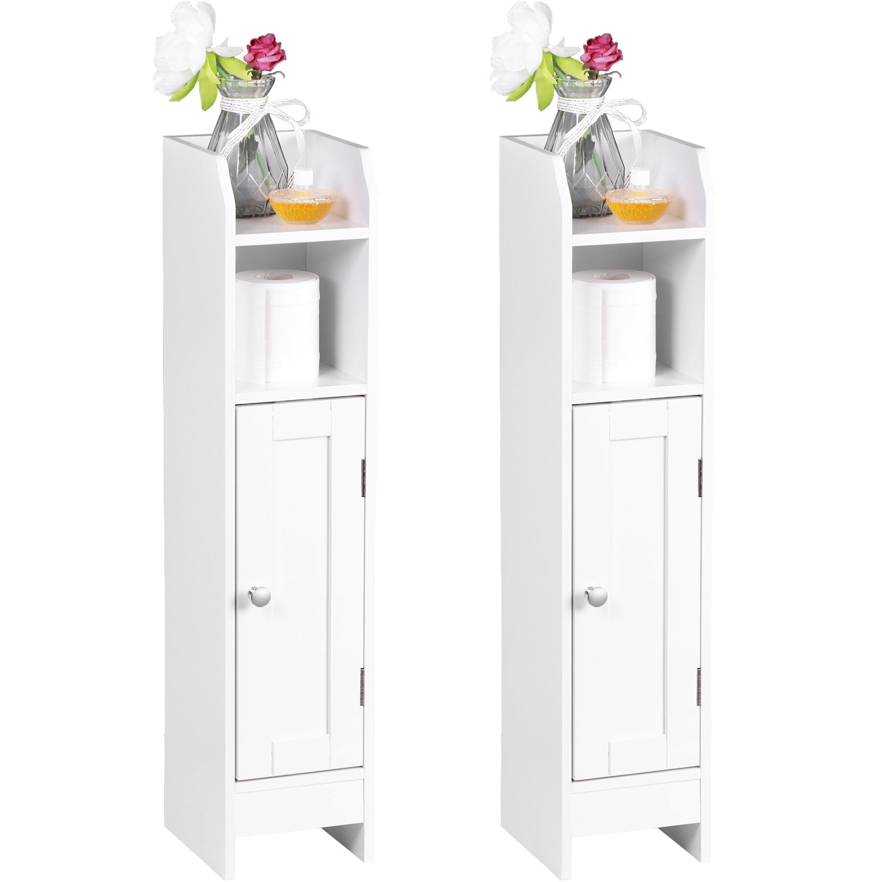 F2C 2 Pack 31.5" Adjustable Bathroom Storage Cabinet Beside Toilet for Small Bathroom Narrow ...