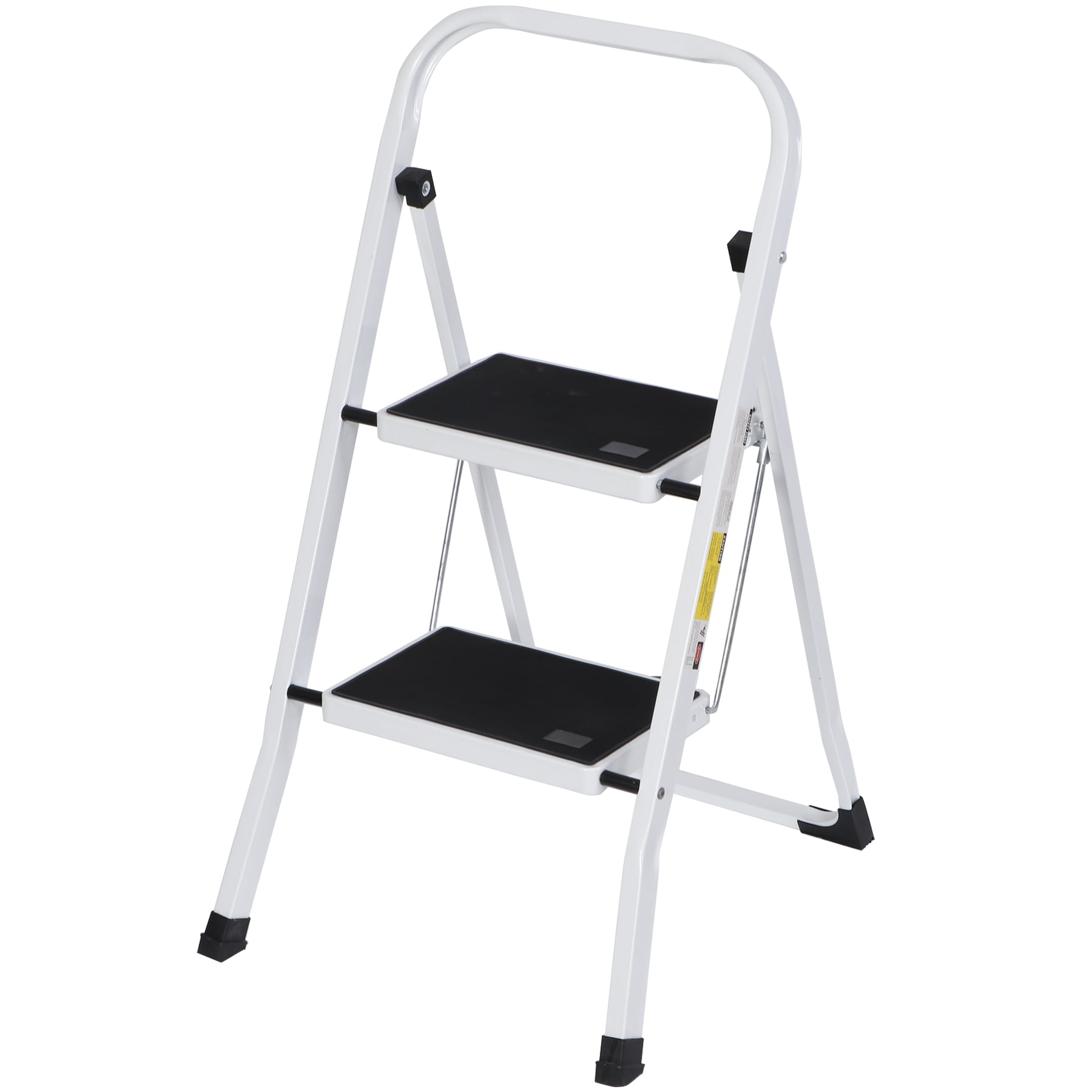 F2C 2 Step Folding Ladder 300lbs Portable Steel Step Stool Wide Pedal W/Hand Grip & Non-Slip ...