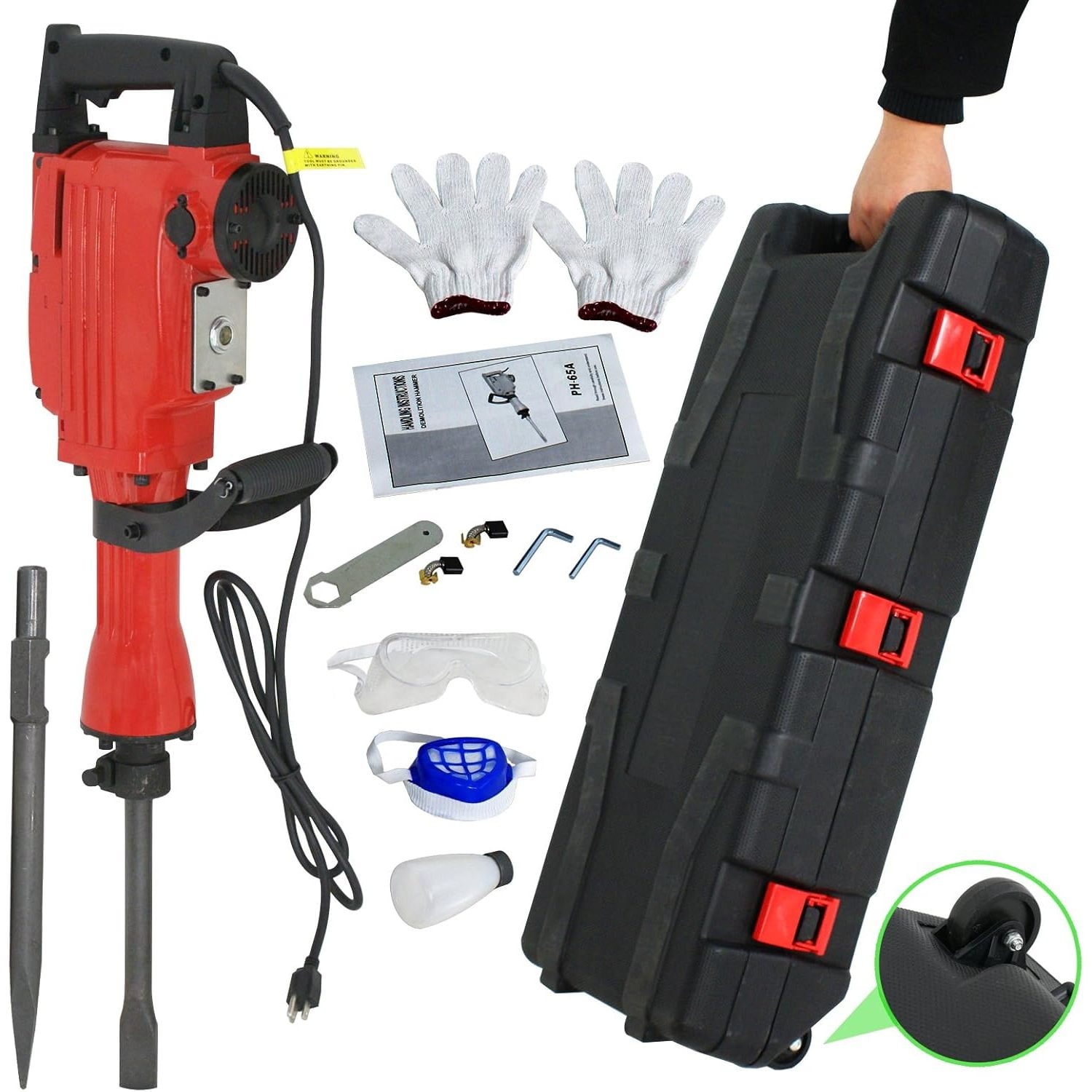 F2C 2200W Heavy Duty Electric Demolition Jack Hammer Concrete Breaker ...