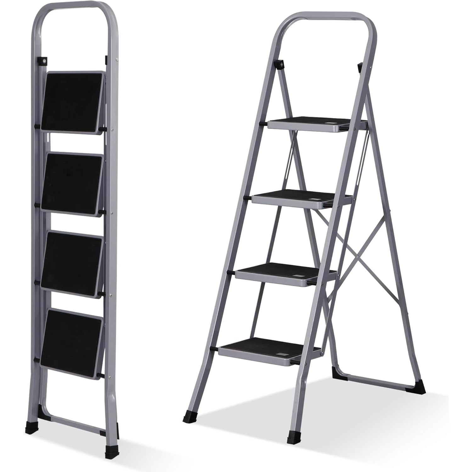 F2C 4 Step Ladder, Folding Step Stool with Wide Anti-Slip Pedals ...