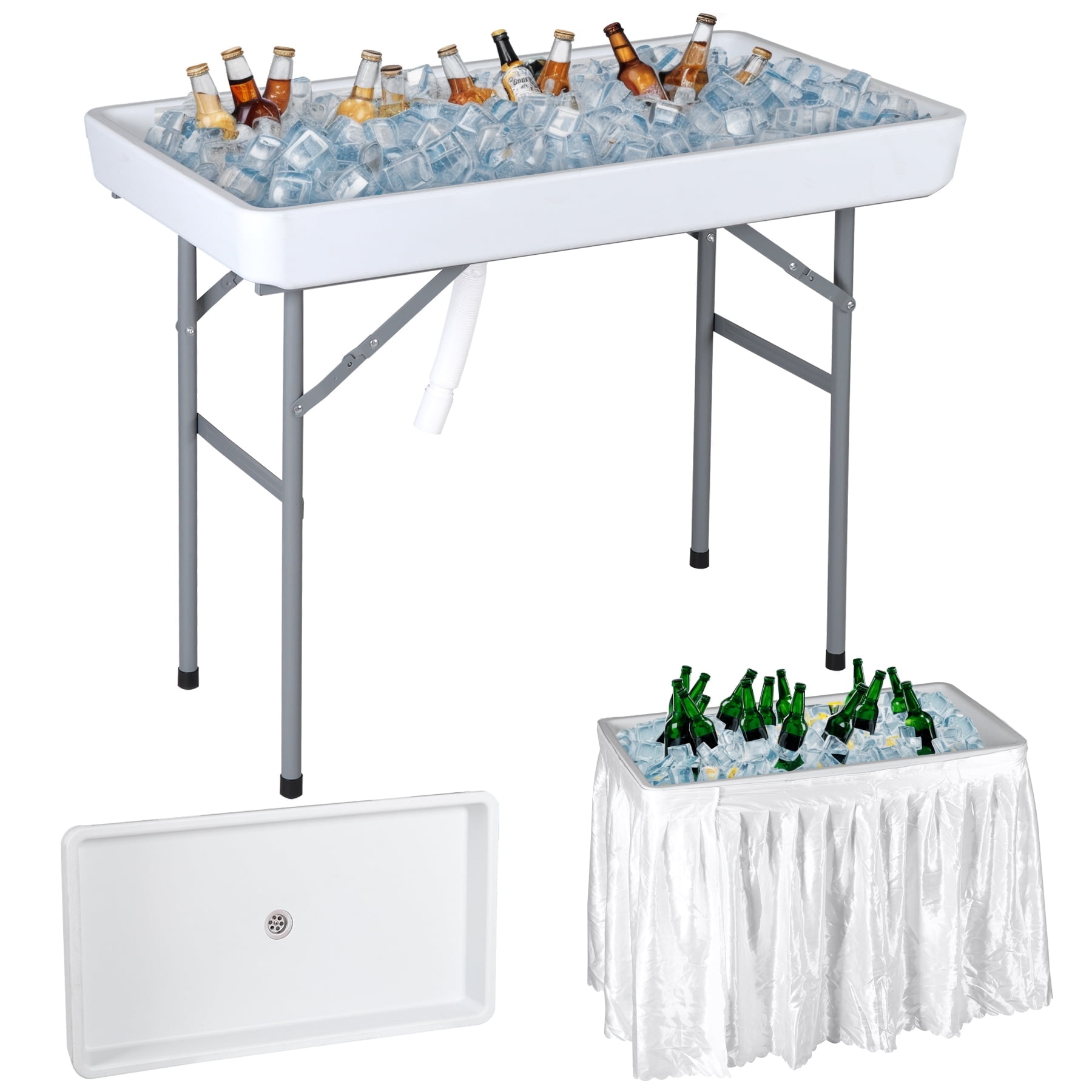 F2C 40.5-in Folding Ice Cooler Table Fill and Chill Table for Outdoor ...