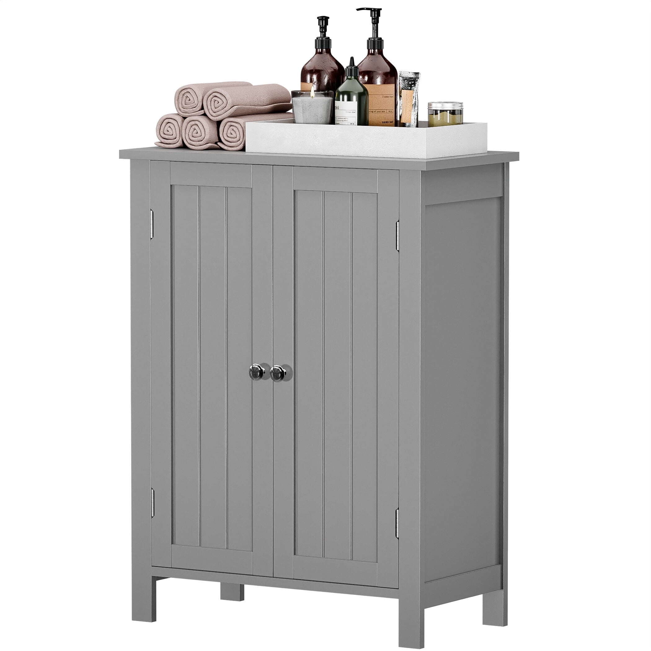 F2C Freestanding Bathroom Cabinet 2-Door Side Cupboard Entryway Storage Cabinet W/Adjustable ...