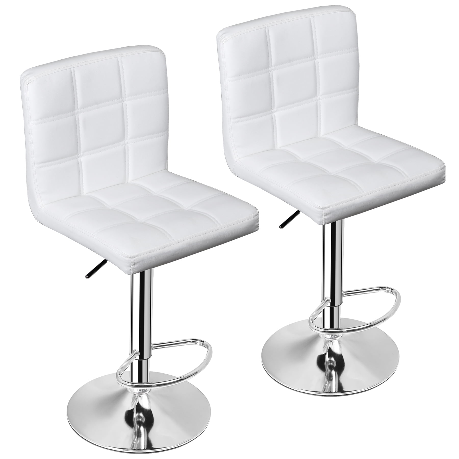 F2C Modern Swivel Bar Stool Set of 2 PU Leather Adjustable Height ...