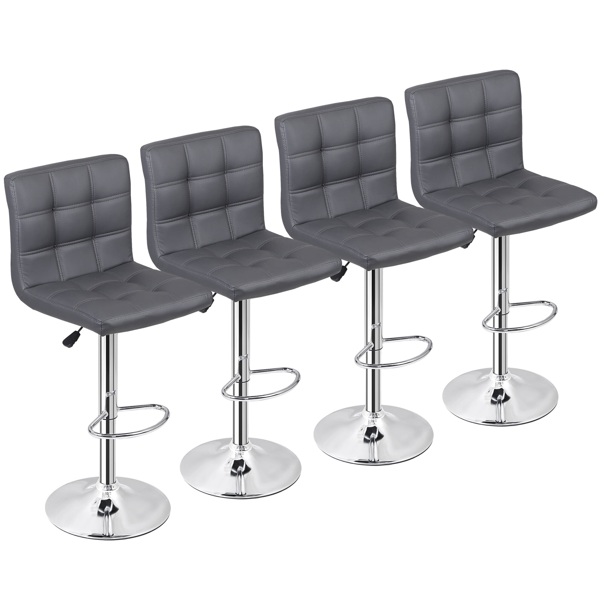 F2C Modern Swivel Bar Stool Set of 4 PU Leather Adjustable Height ...