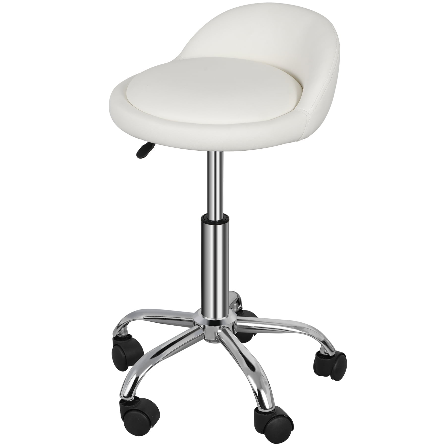 F2C PU Leather 360° Swivel Rolling Stool, Height Adjustable for Salon, Spa & Home, White ...