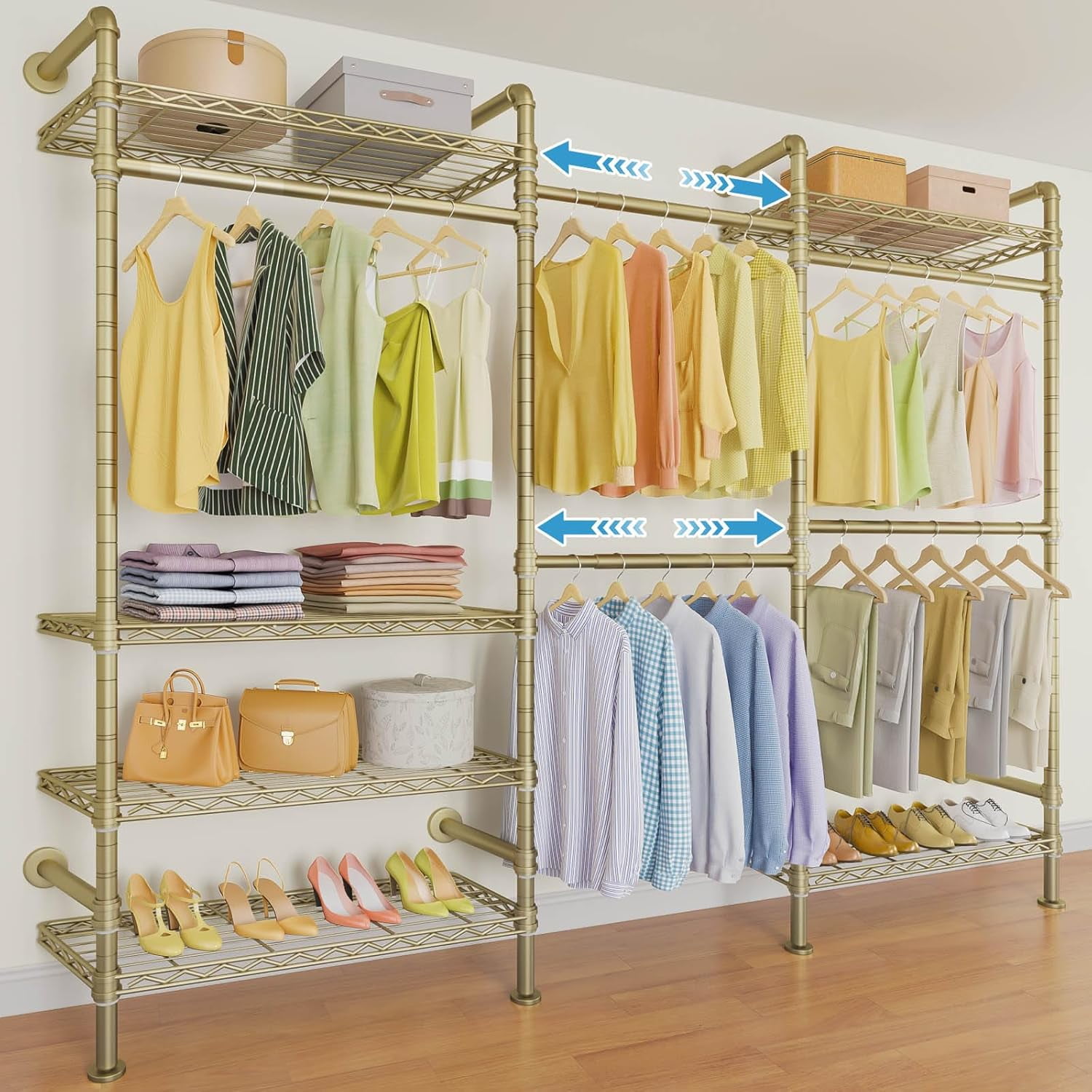 F3 Garment Rack Heavy Duty Clothes Rack for Hanging Clothes, Expandable ...