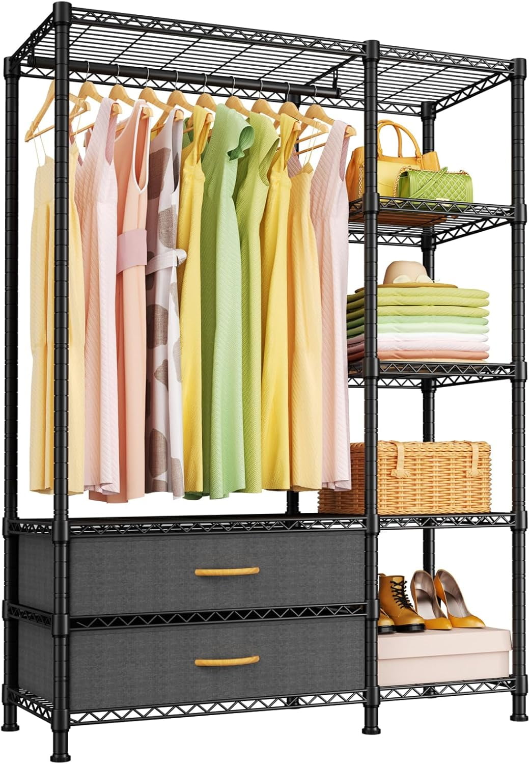 F3 Heavy Duty Clothes Rack（With Fabric Drawers）Freestanding Clothing ...