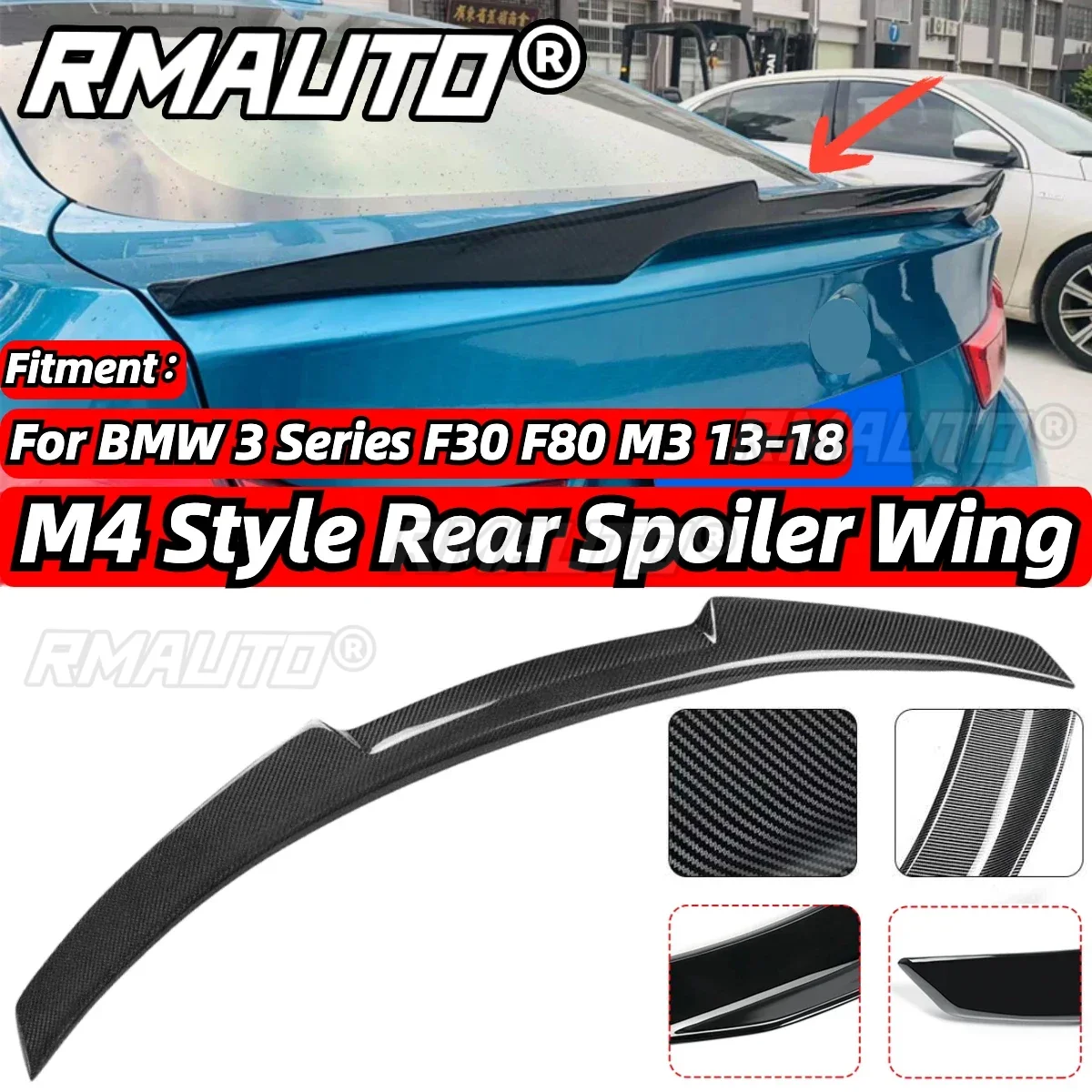 F30 Spoiler Real Carbon Fiber M4 Style Rear Truck Spoiler Wing For BMW ...