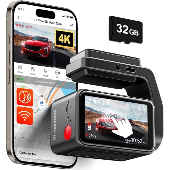 F4 4K Dash Cam Front, 2.2 inch Mini Camera, 2160P UHD Touch Screen ...