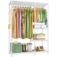"Ulif E4 White Wire Garment Rack, Closet Organizer with 8 Shelves & 4 ...