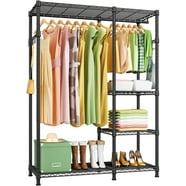 "Ulif E4 White Wire Garment Rack, Closet Organizer with 8 Shelves & 4 ...