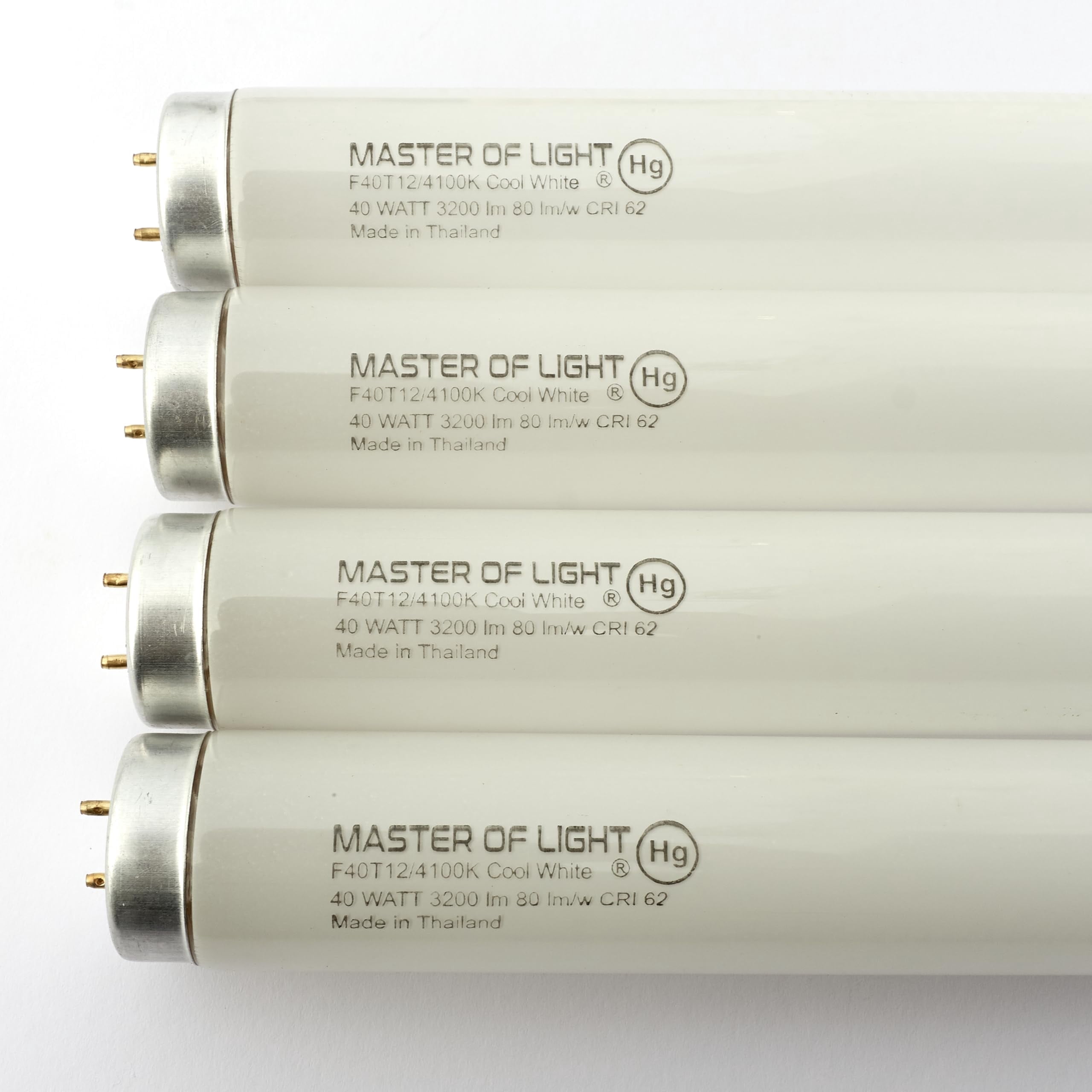 Master of Light F40T12 Cool White Fluorescent Tubes, 4-Pack, 48-Inch ...